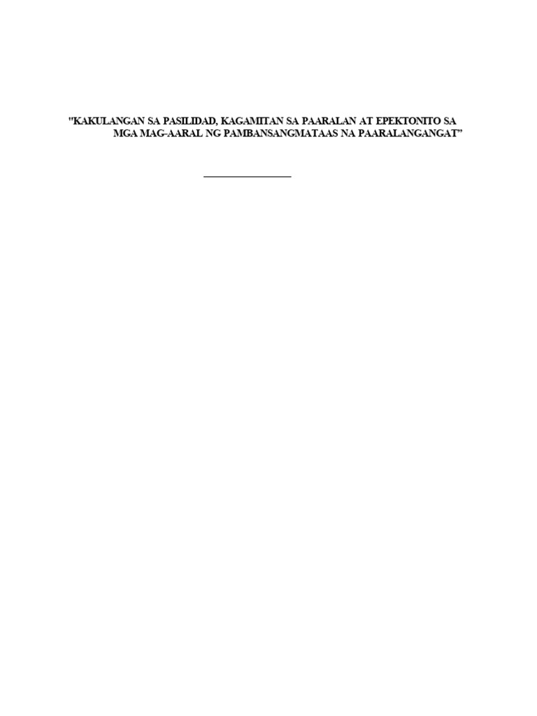 Kakulangan Sa Pasilidad | PDF