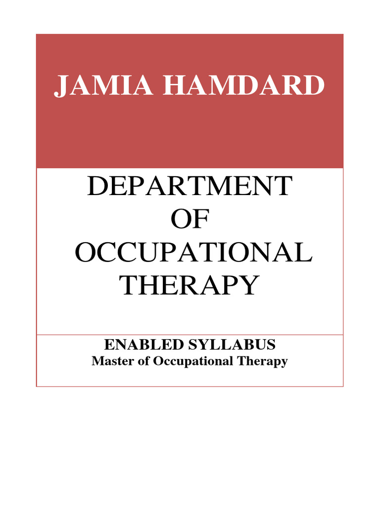 Master of Occupational Therapy Syllabus | PDF | Occupational Therapy ...