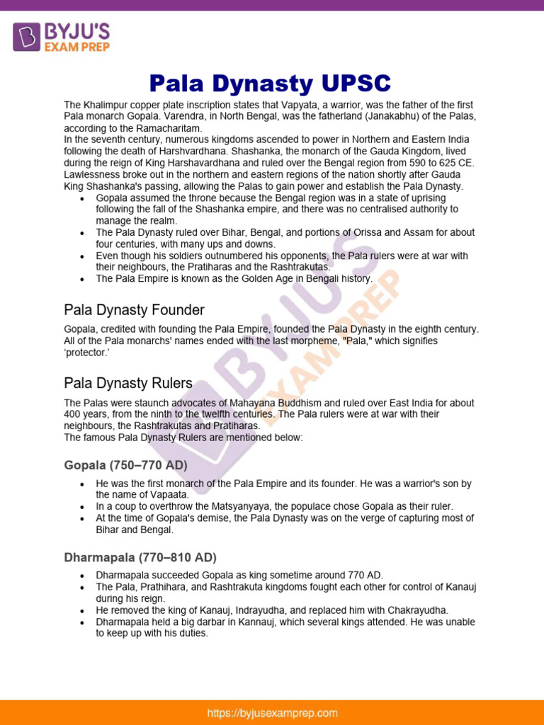Pala Dynasty Upsc Notes 91 | PDF | Indian Religions