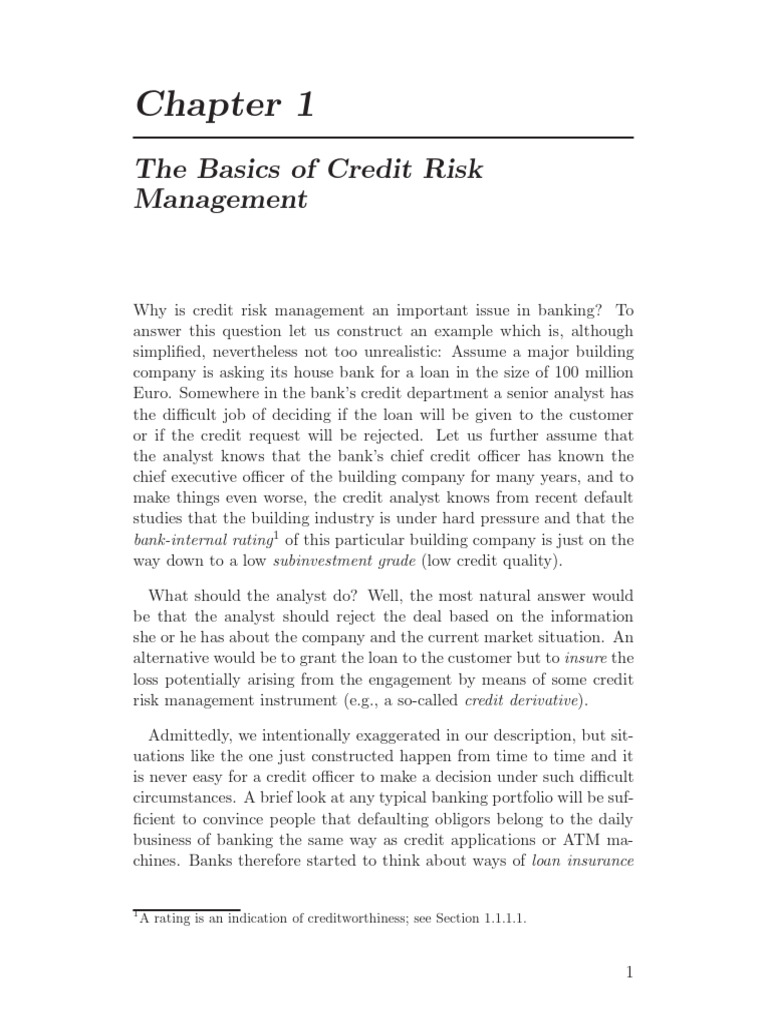 Chapter 1 The Basics of Credit Risk Management | PDF | Credit Rating | Bond Credit Rating