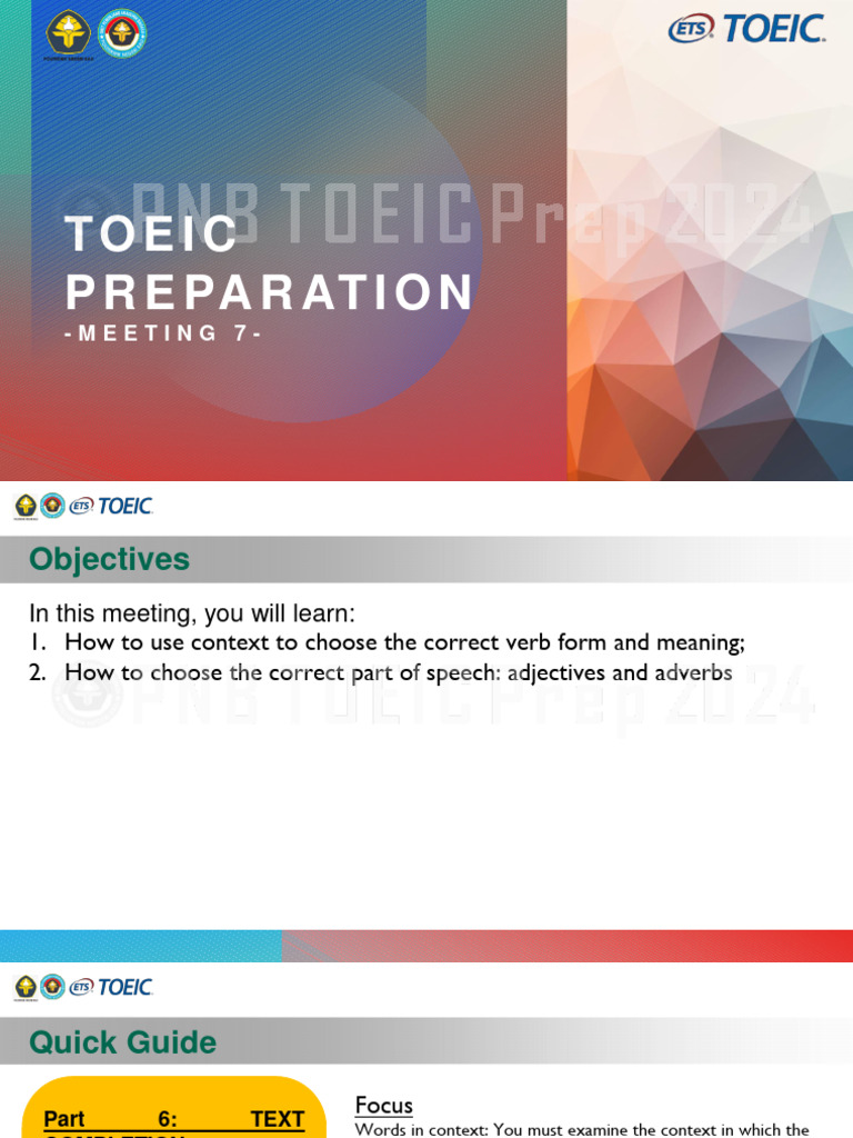 Meeting 7 TOEIC Prep Update Watermark | PDF | Adverb | Adjective