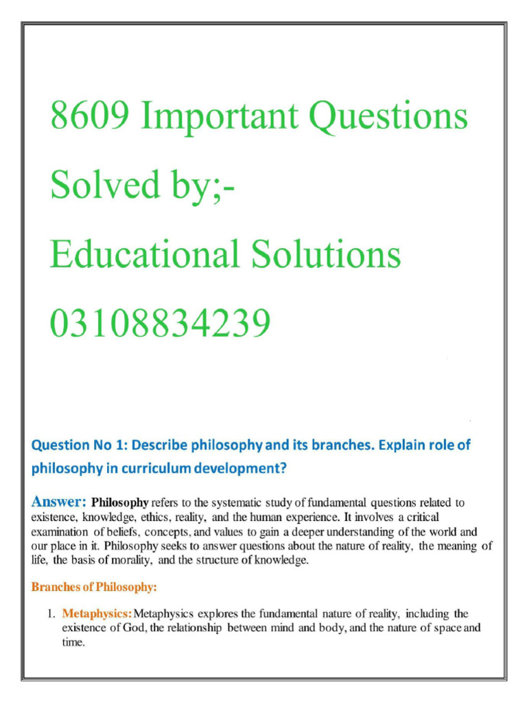 8609 Important Questions Solved | PDF