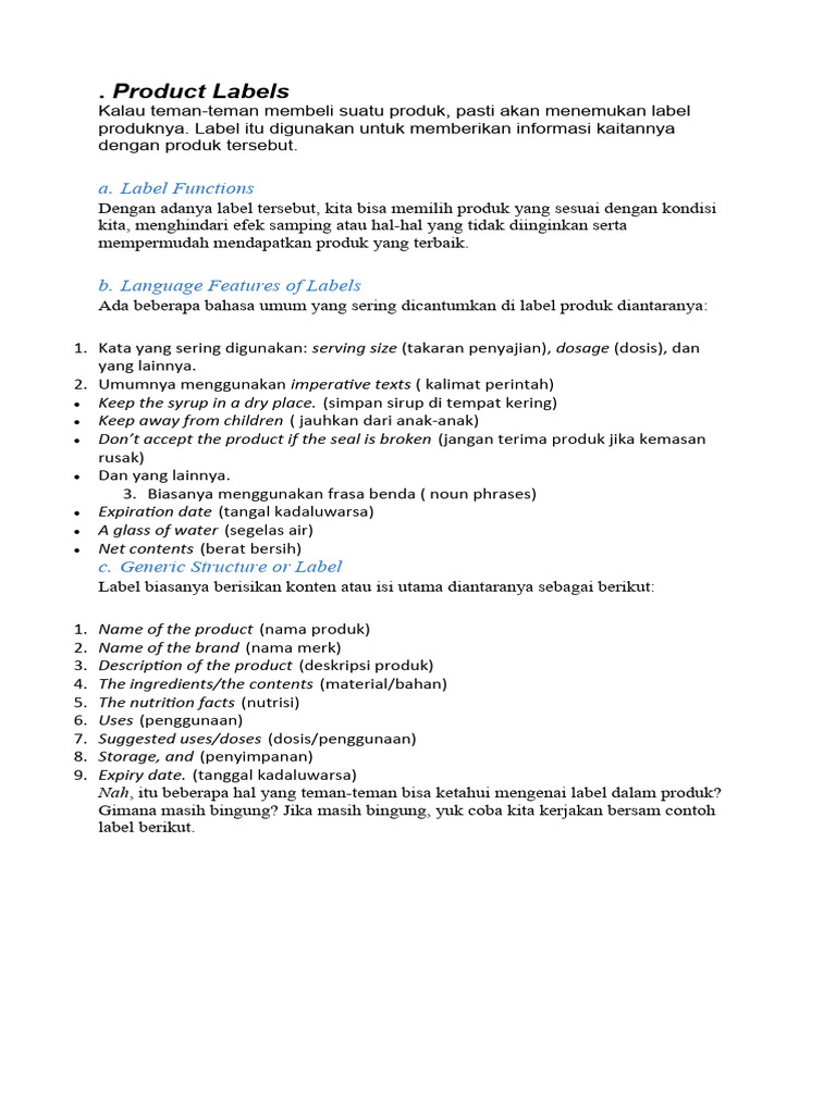 Product Labels | PDF