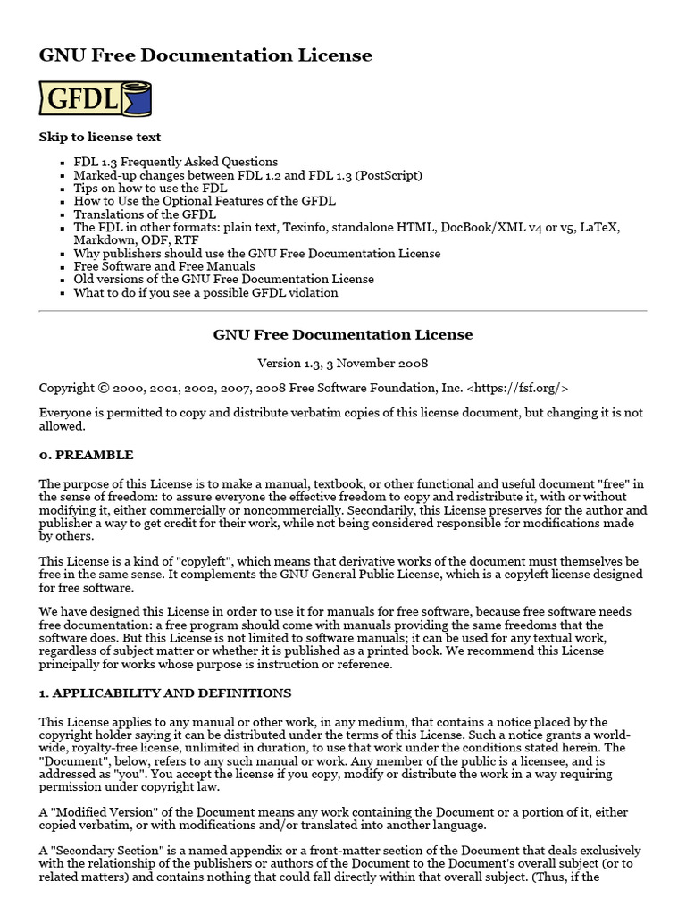 GNU Free Documentation License v1.3 - GNU Project - Free Software ...