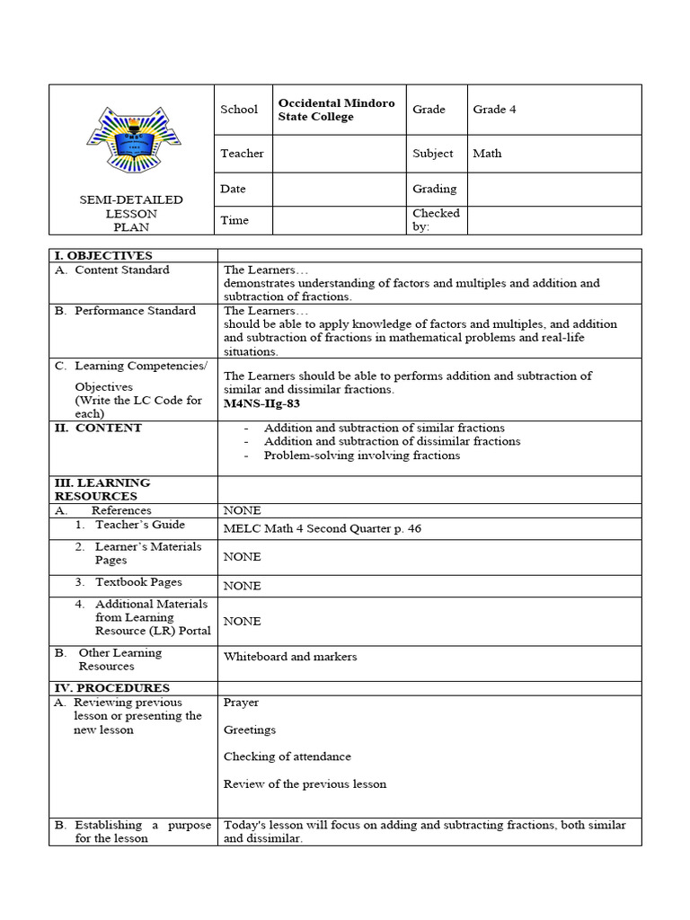 Semi Detailed Lesson Plan | PDF | Learning | Education Theory