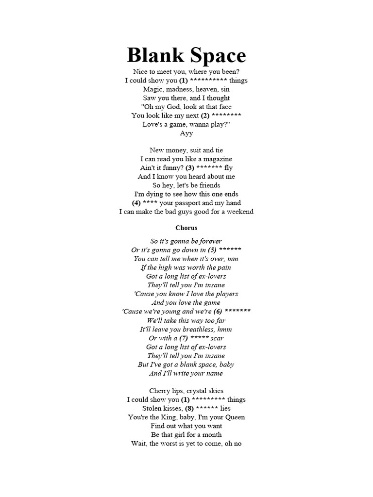 Blank Space (exercise) | PDF