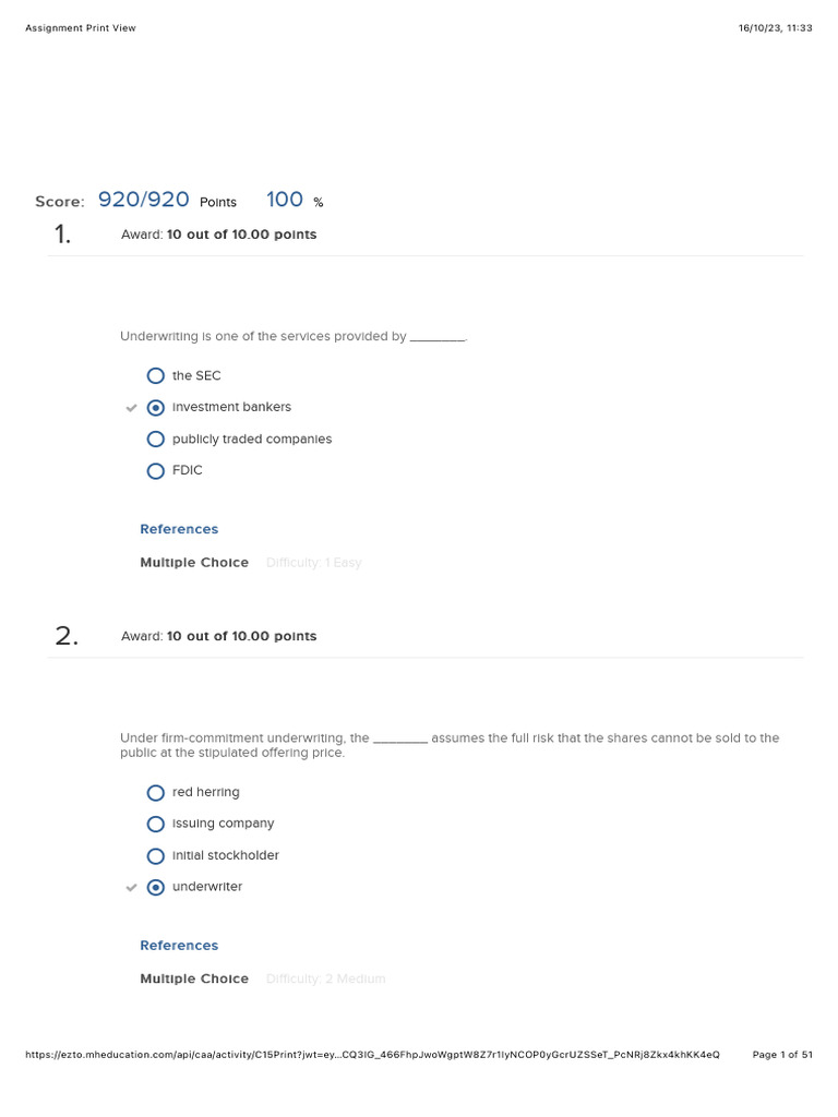 Assignment Print View | PDF | Order (Exchange) | Initial Public Offering