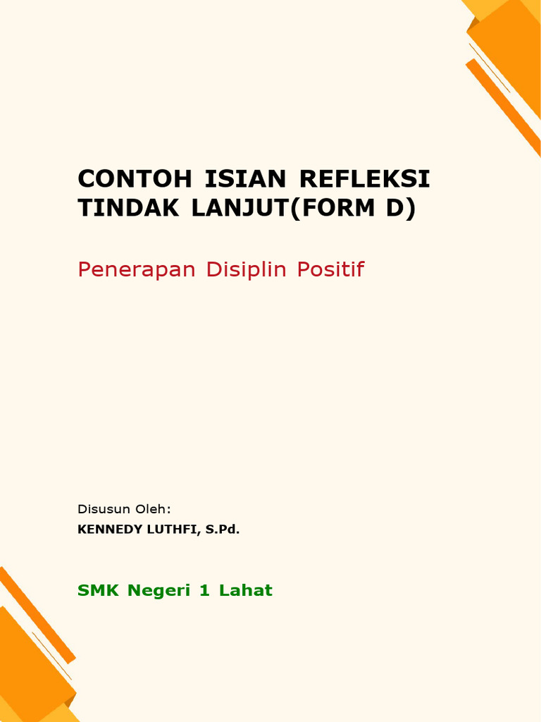Contoh Isian Refleksi Tindak Lanjut - Form D | PDF