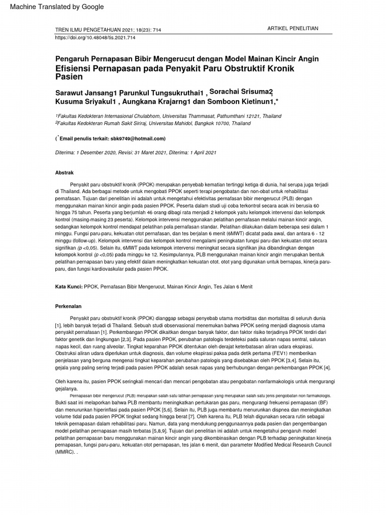 Effect of Pursed-Lip Breathing Using A Windmill Toy Model On | PDF
