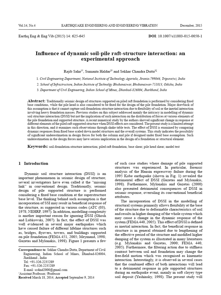 Infl Uence of Dynamic Soil-Pile Raft-Structure Interaction: An ...