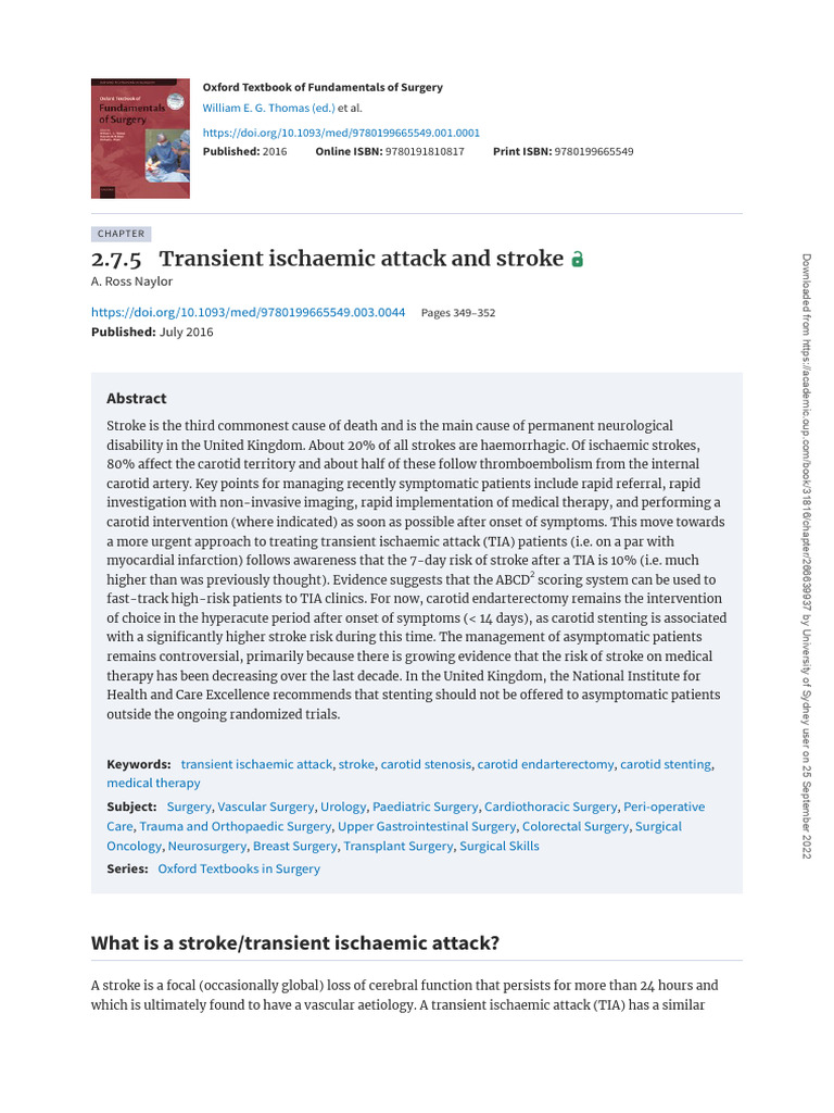 2.7.5 Transient Ischaemic Attack and Stroke | PDF | Stroke | Medicine