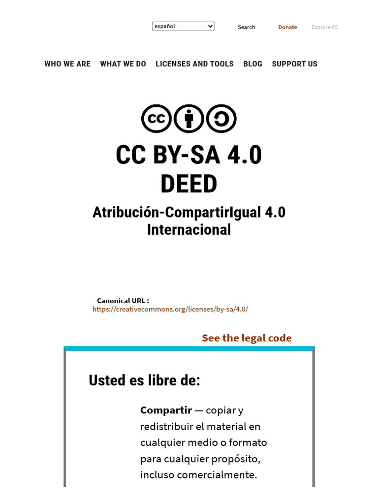 Licencia CC BY-SA 4.0: Resumen y Uso | PDF | Licencia Creative Commons ...