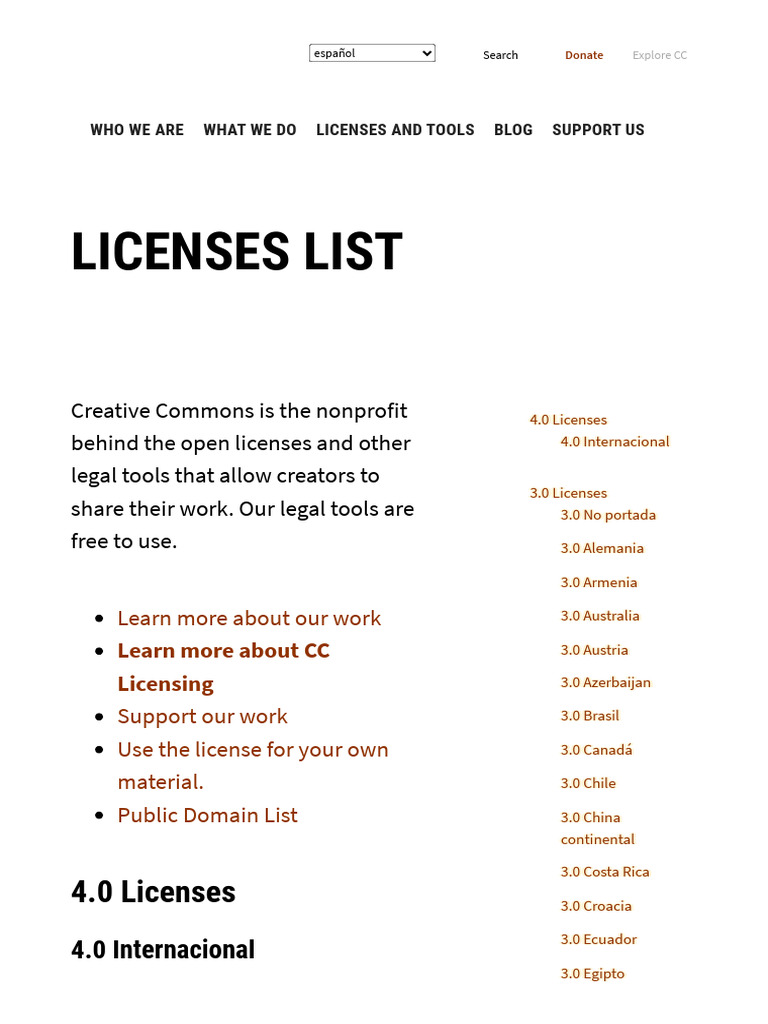 Licenses List - Creative Commons | PDF