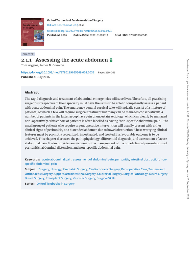 2.1.1 Assessing The Acute Abdomen | PDF | Peritoneum | Abdomen