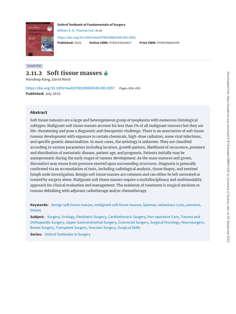 2.11.2 Soft Tissue Masses | PDF | Sarcoma | Metastasis