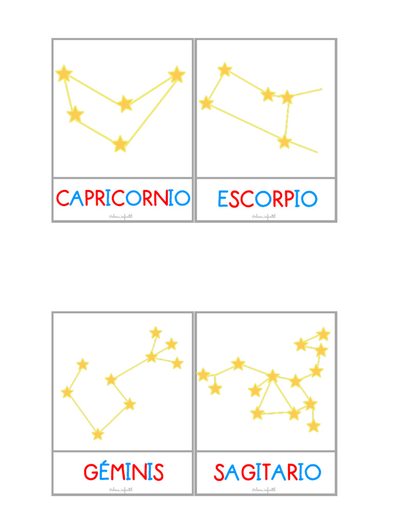 TARJETAS 3 PARTES -CONSTELACIONES- @elena_infantil | PDF
