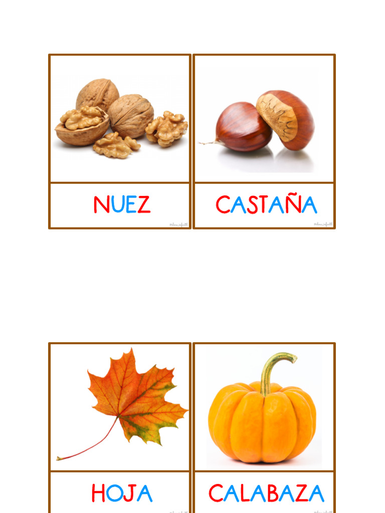 Tarjetas 3 Partes OTOÑO @elena - Infantil | PDF