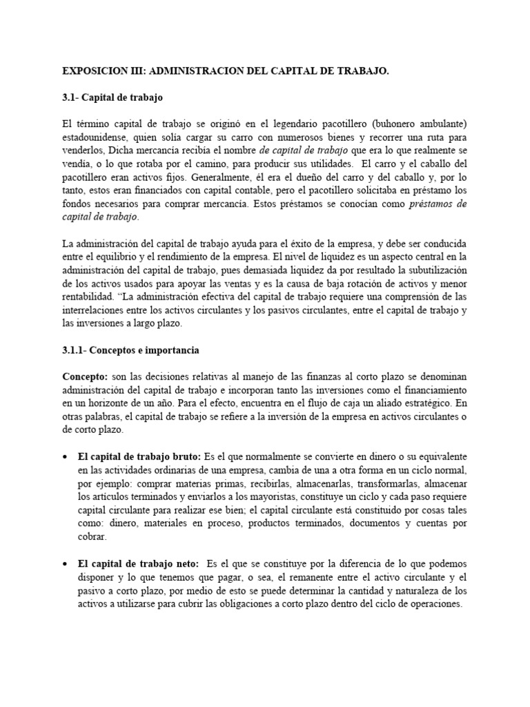 Tema Iii | PDF | Capital de trabajo | Bancos