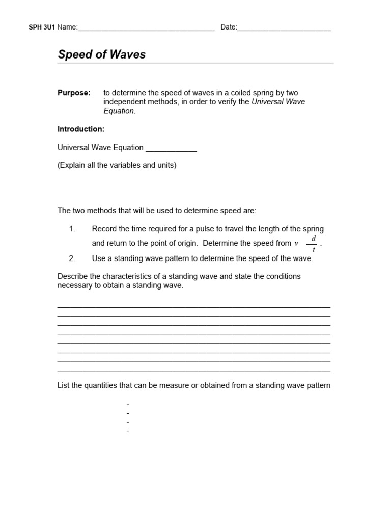 Speed of Waves Lab | PDF | Waves | Frequency