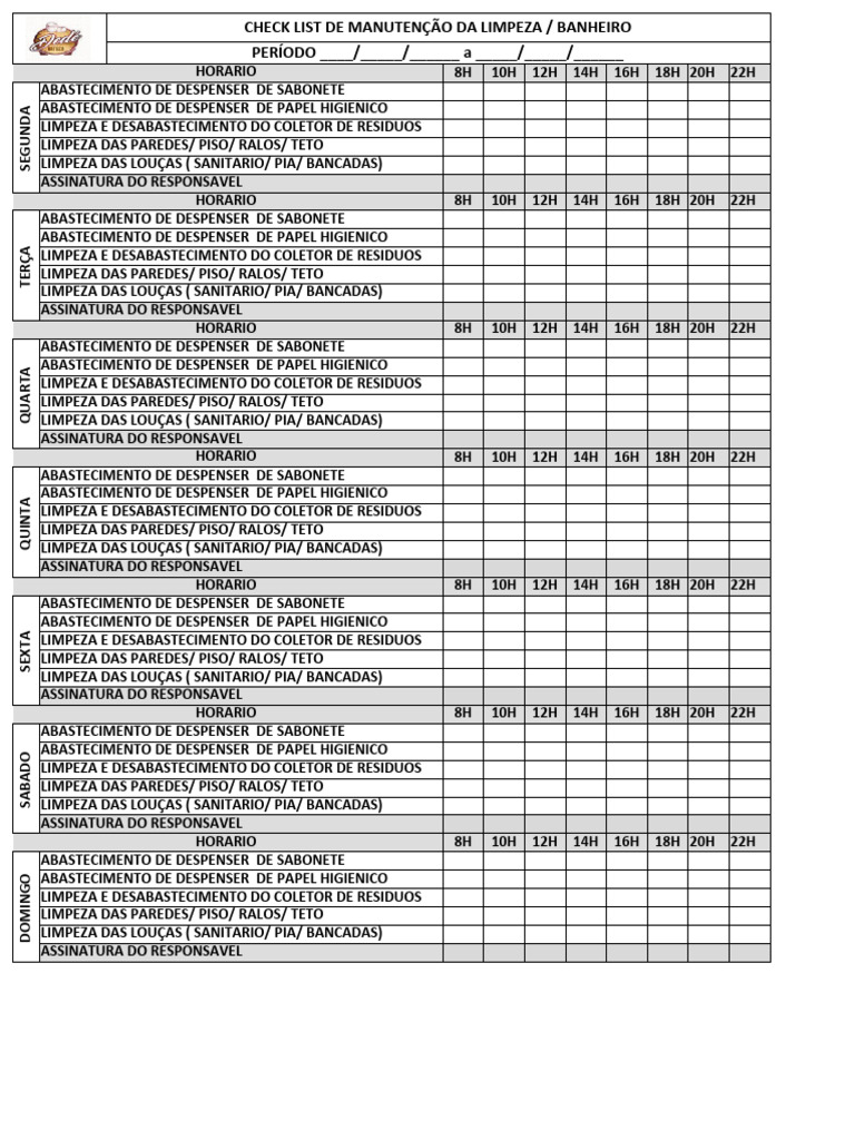 CHECK LIST DO BANHEIRO | PDF