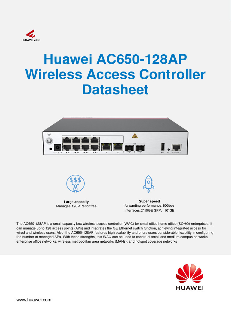 Huawei AC650-128AP WAC Datasheet | PDF | Wireless Lan | Computer Network