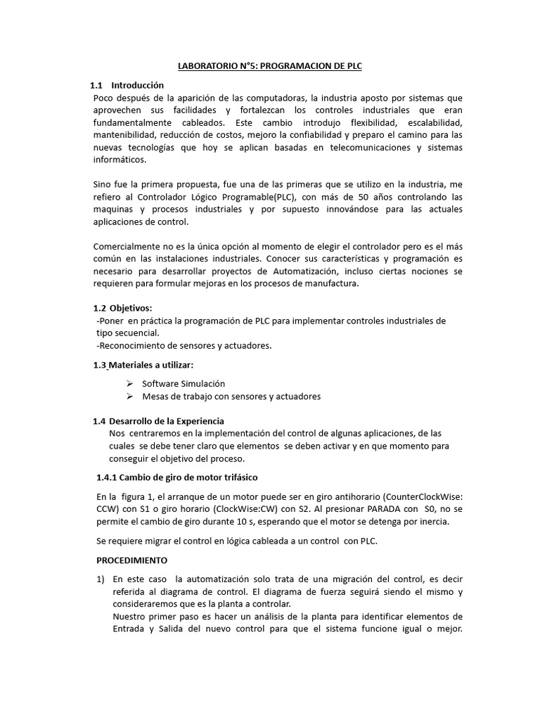 Guia Lab Sem 5 | PDF | Controlador lógico programable | Programación de computadoras