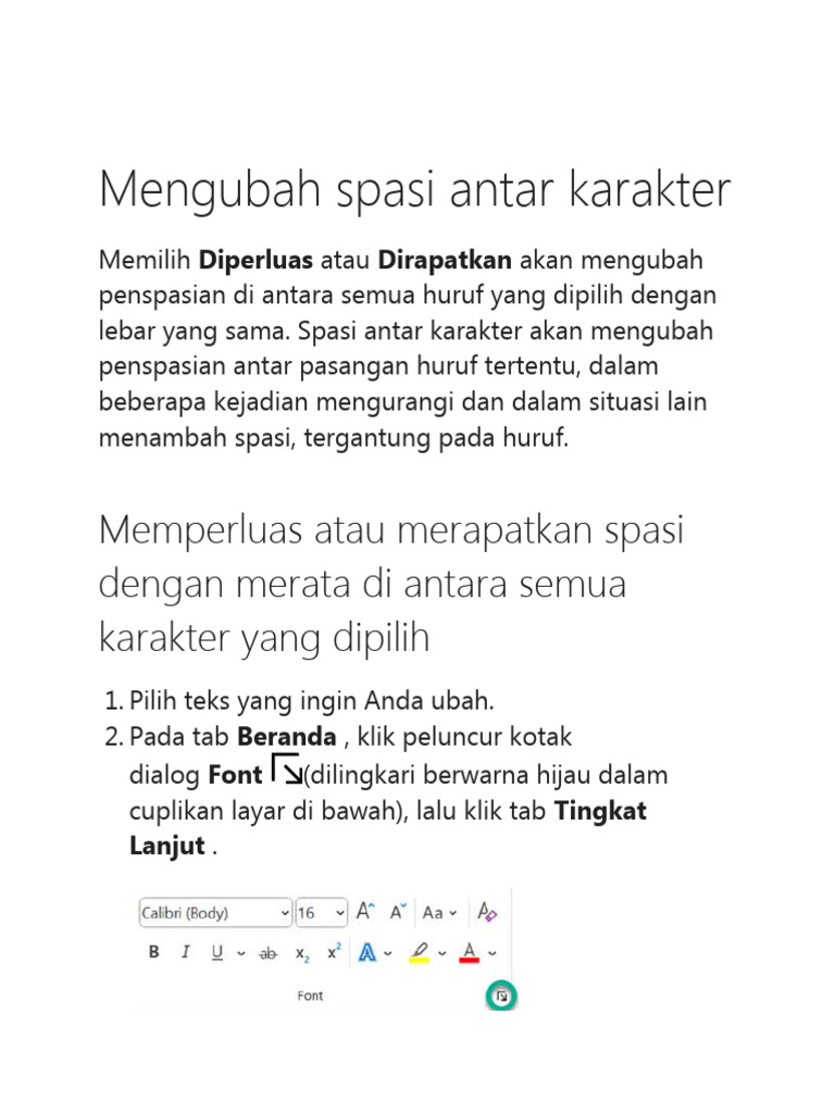 Mengubah Spasi Antar Karakter | PDF
