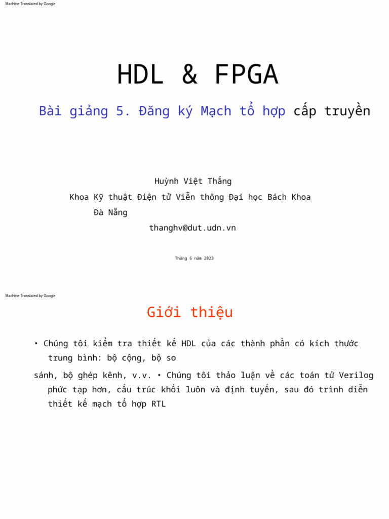 HDL and FPGA Ch05 HVT 2024 RTL Combinational Circuits | PDF