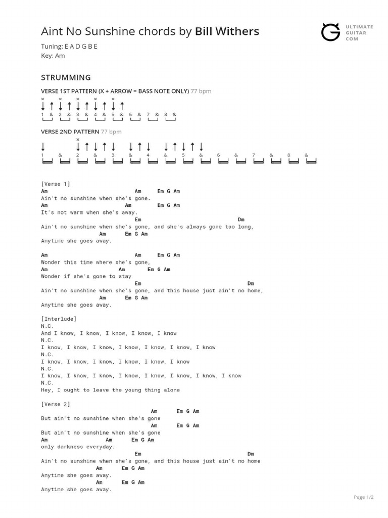 Aint No Sunshine Chords | PDF