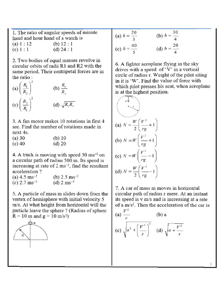 circular motion practice.. (1) | PDF