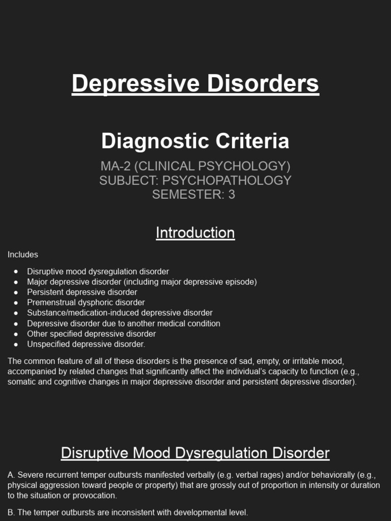 Depressive - Diagnostic Criteria | PDF | Mood Disorders | Mental Disorder