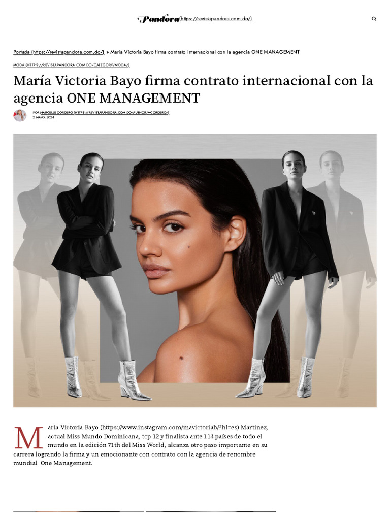 Maria Victoria Bayo Firma Contrato Con ONE MANAGEMENT | PDF
