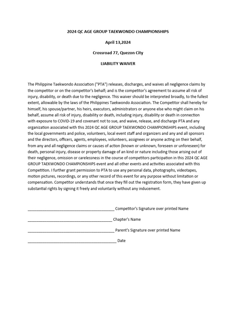 QC Liability Waiver | PDF