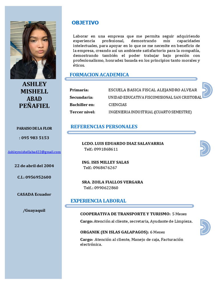 CV-ashley Mishell Abad Peñafiel | PDF | Economias | Business