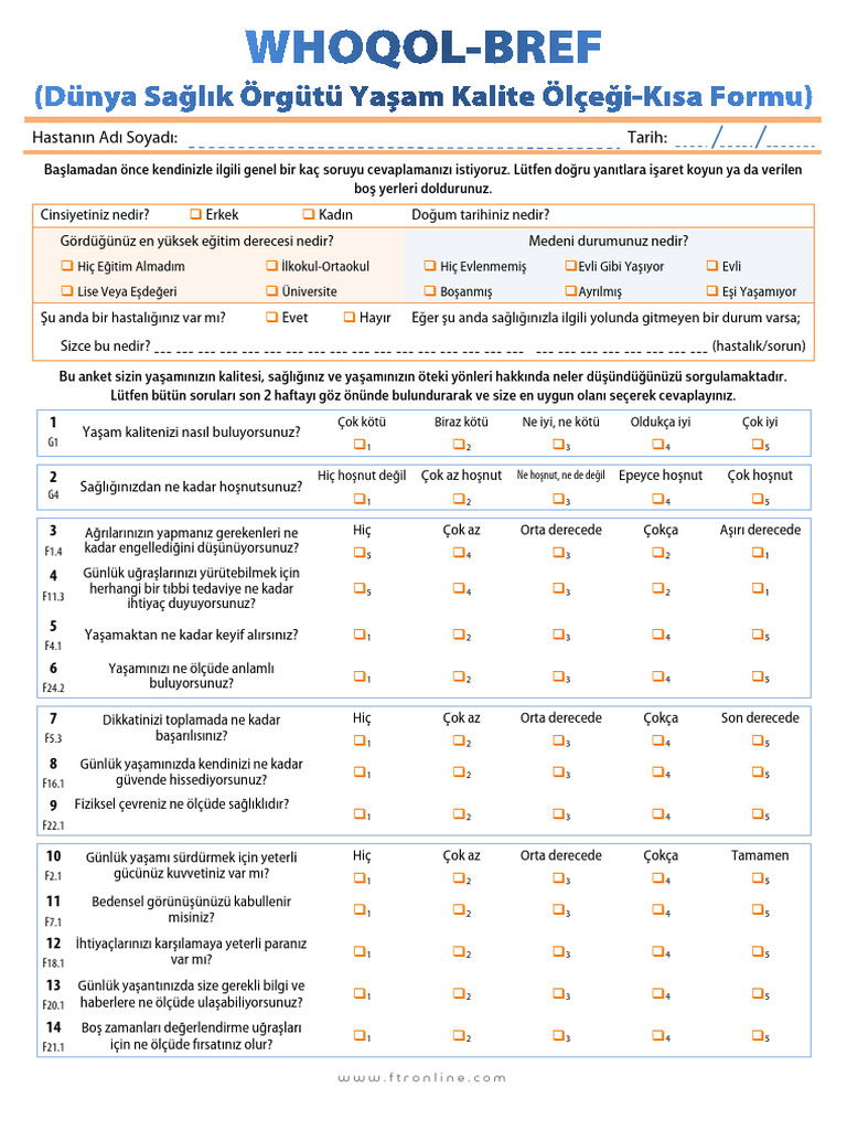 WHOQOL Bref - Ftronline | PDF