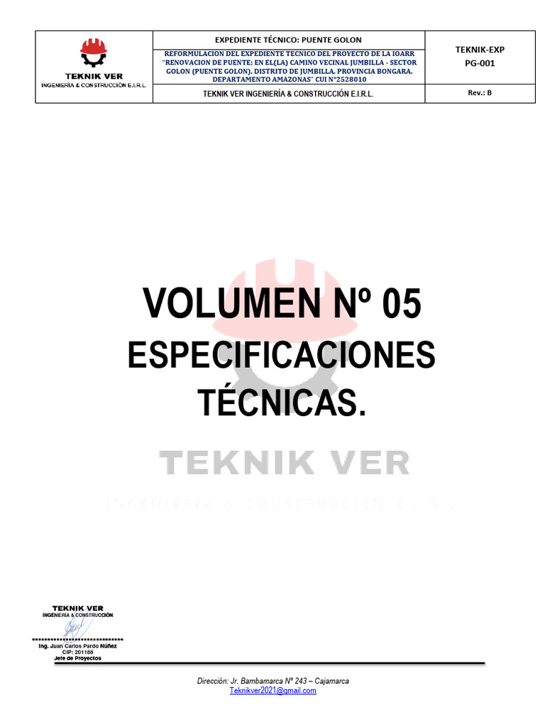 VOL V - Especificaciones Tecnicas V3 CF | PDF | Topografía | Puente VOL V - Especificaciones Tecnicas V3 CF | PDF | Topografía | Puente