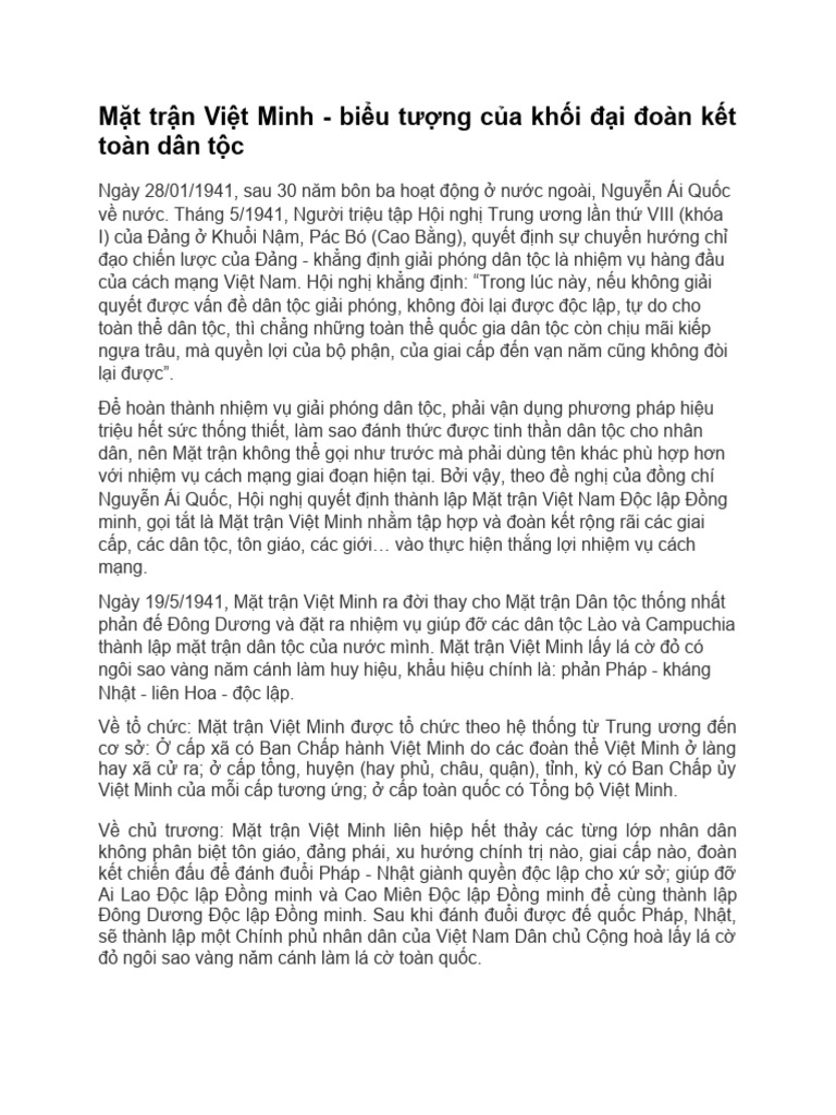 Mặt trận Việt Minh | PDF
