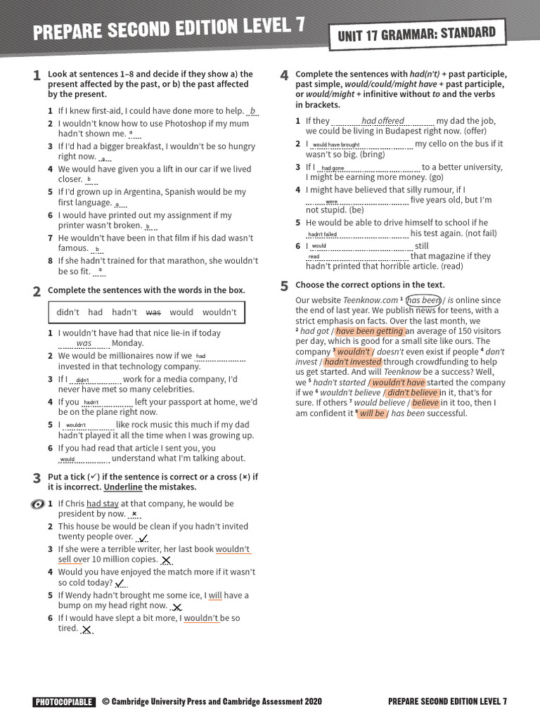 PREPARE_7_Grammar_Standard_Unit_17 fet | PDF | Linguistics | Grammar