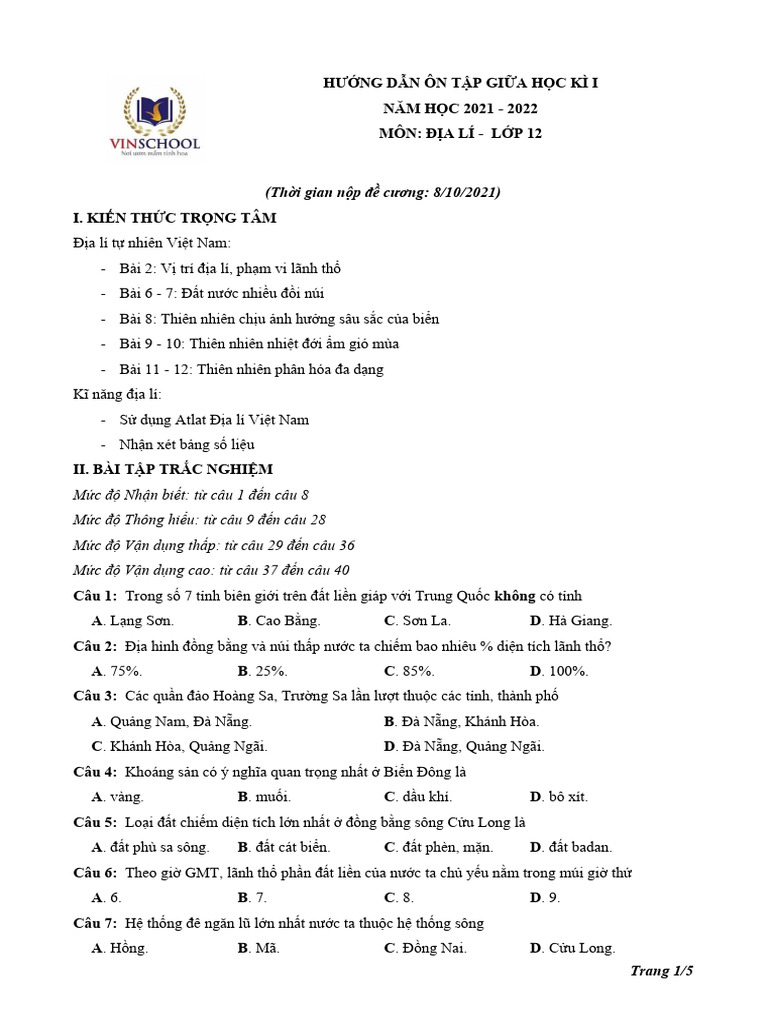 Dia12 - Decuong - Gi A HKI | PDF