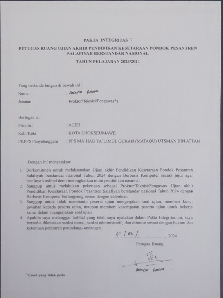 pakta integritas | PDF