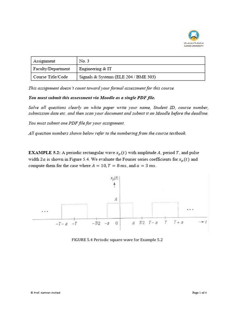 A3 - Signals and Systems | PDF | Fourier Transform | Computer Engineering