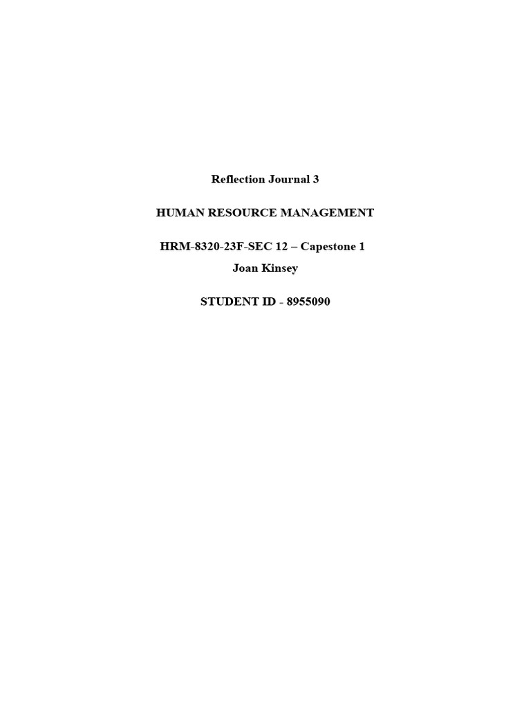 HRM Capstone Reflection Journal 3 | PDF | Leadership | Learning