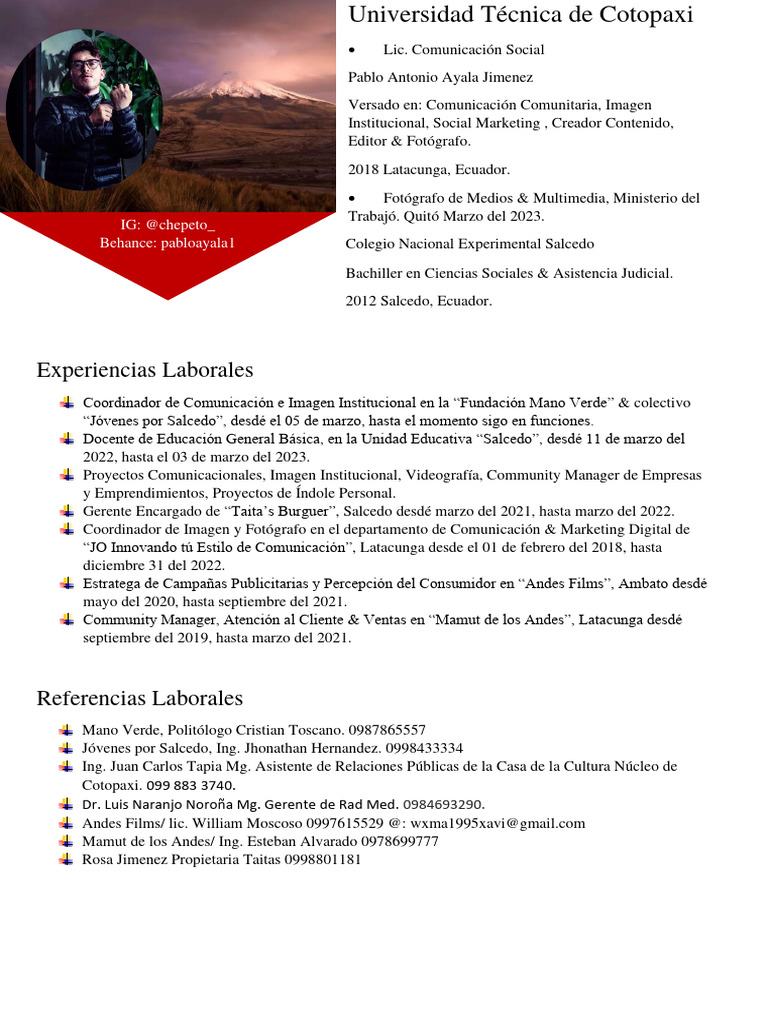 Curriculum Pablo Ayala 2024 | PDF | Ecuador | Comunicación humana