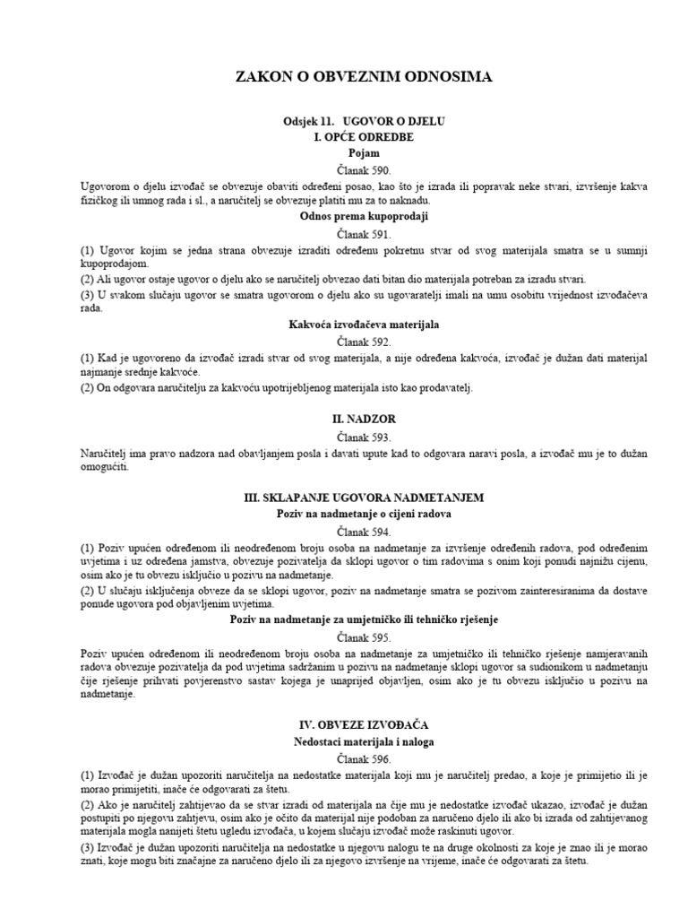 Ugovor Ogradjenju Zakon Oobveznimodnosima | PDF