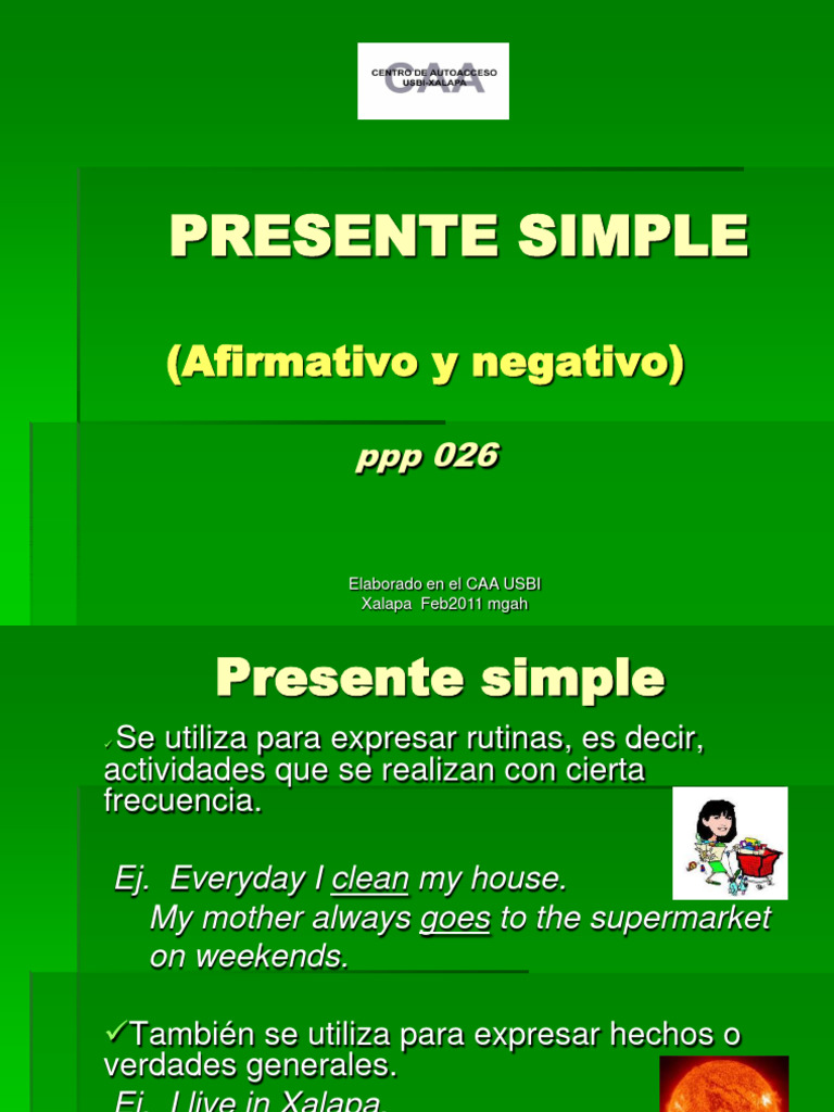 PRESENTE-SIMPLE Afirm-Neg | PDF | Sintaxis | Idiomas