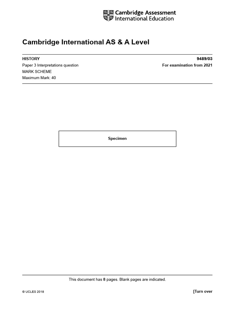 2021 Specimen Paper 3 Mark Scheme | PDF