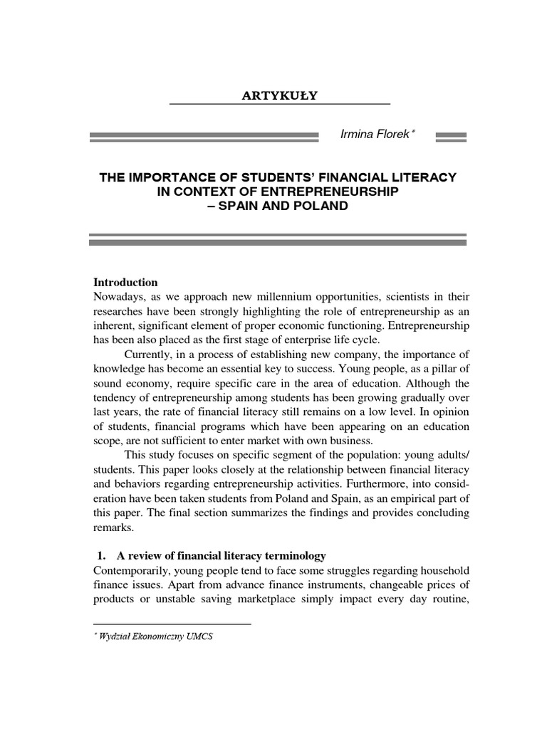 The Importance of Students Financia | PDF | Entrepreneurship ...