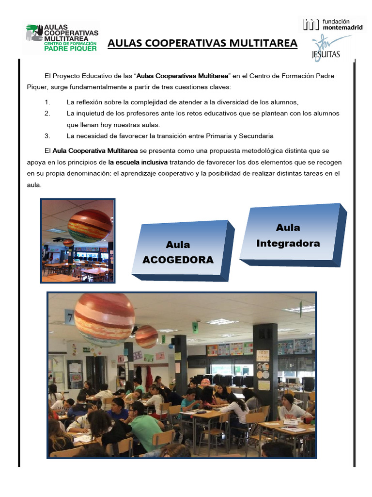 Descripcion Aulas Cooperativas Multitarea | PDF | Salón de clases | Aprendizaje