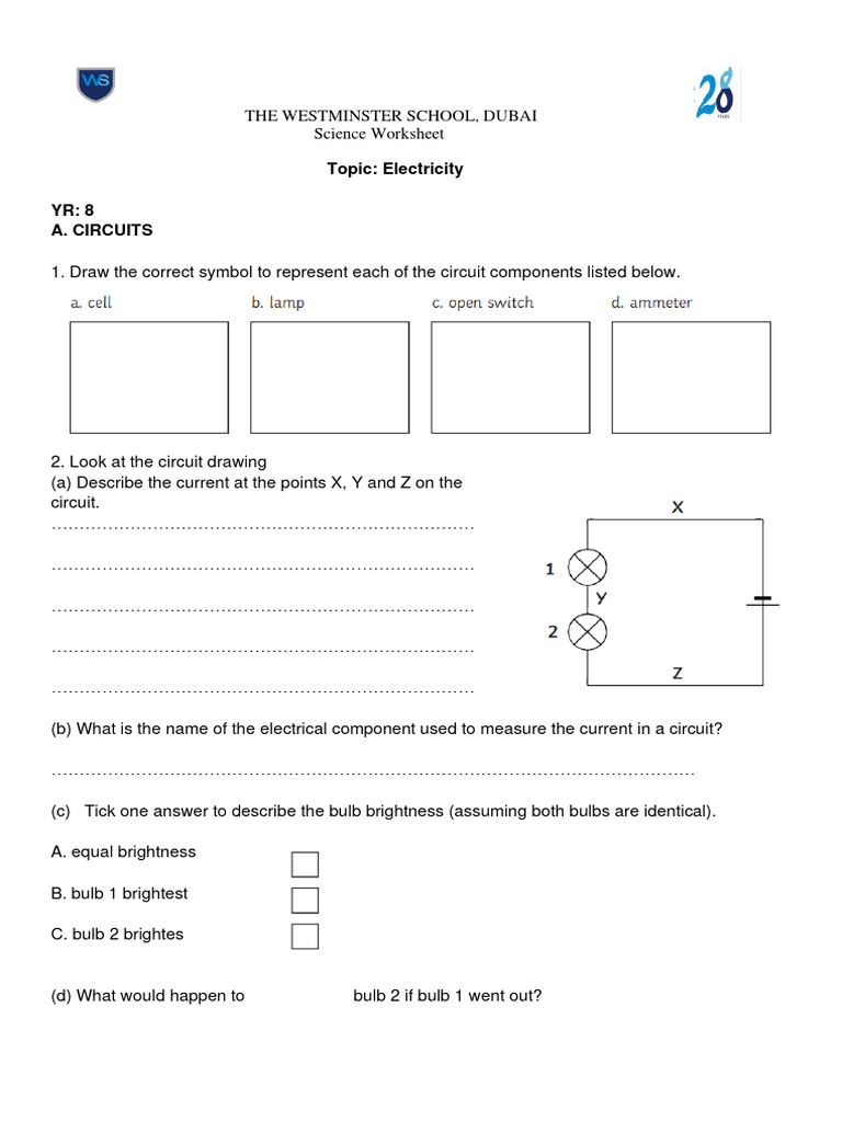 Electricity 1.11WRSHT | PDF | Voltage | Electric Charge