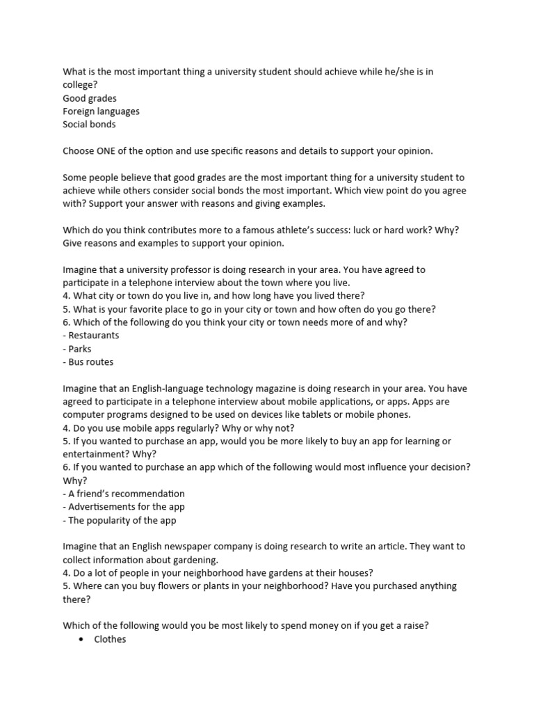 Speaking Topic | PDF | Mobile App | Job Interview